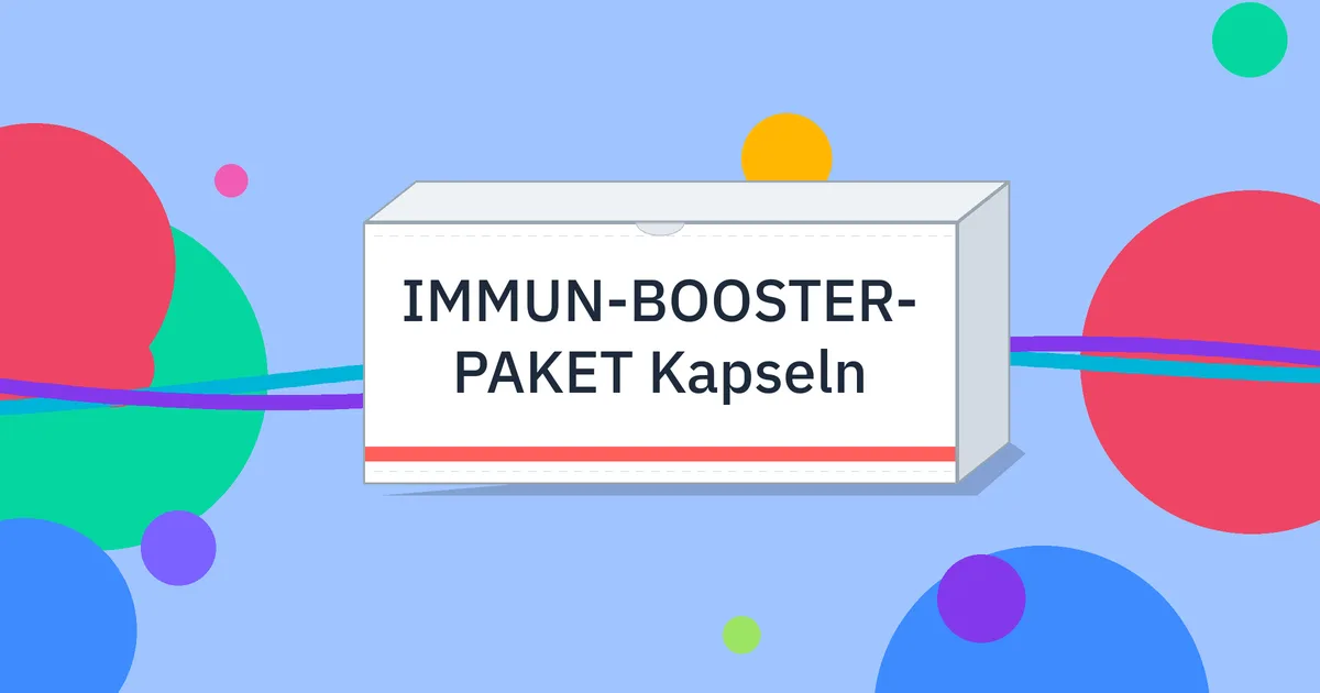 Symbolbild: Packung mit der Aufschrift IMMUN-BOOSTER-PAKET Kapseln (PZN 19776393) – Verfügbarkeit und Bezug in Apotheken in Frankfurt am Main