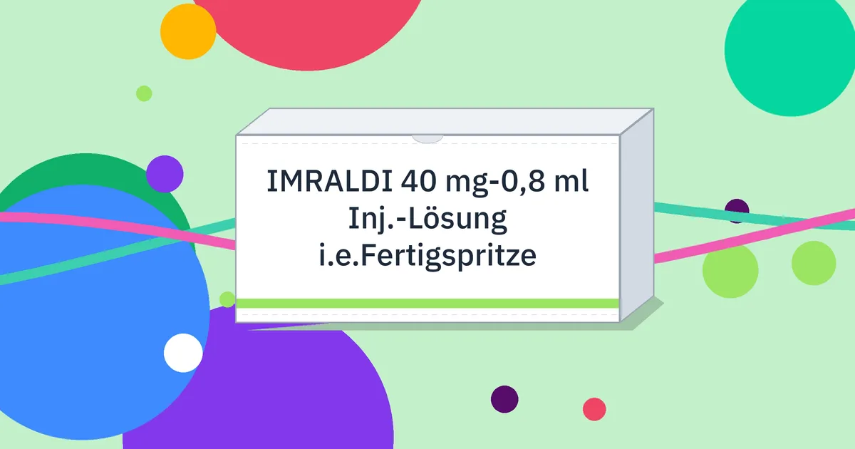 Symbolbild: Packung mit der Aufschrift IMRALDI 40 mg-0,8 ml Inj.-Lösung i.e.Fertigspritze (PZN 16623683) – Verfügbarkeit und Bezug in Apotheken in Frankfurt am Main