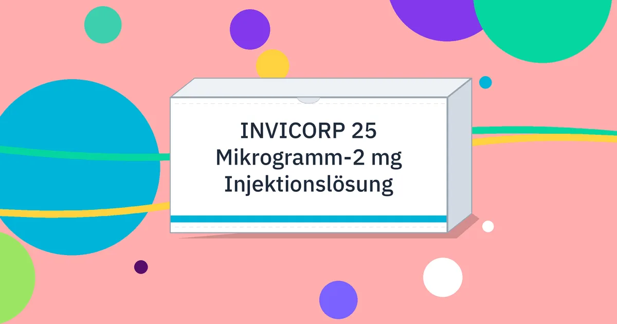 Symbolbild: Packung mit der Aufschrift INVICORP 25 Mikrogramm-2 mg Injektionslösung (PZN 11859398) – Verfügbarkeit und Bezug in Apotheken in Frankfurt am Main