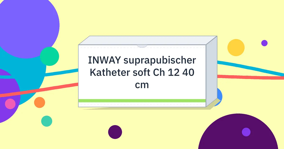 Symbolbild: Packung mit der Aufschrift INWAY suprapubischer Katheter soft Ch 12 40 cm (PZN 10181310) – Verfügbarkeit und Bezug in Apotheken in Frankfurt am Main