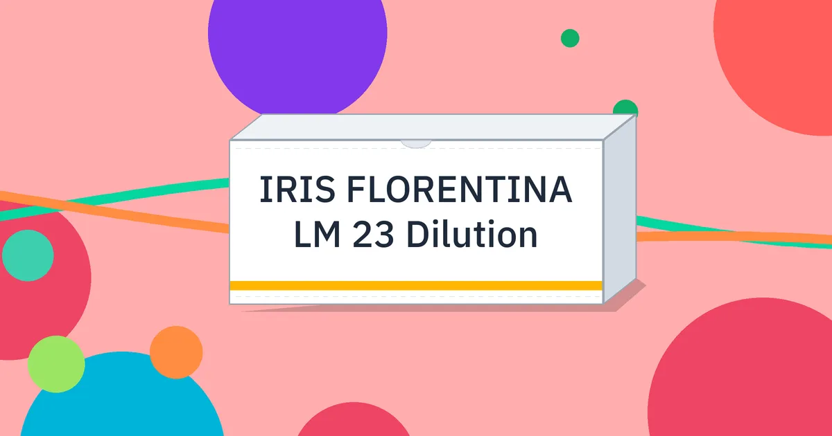 Symbolbild: Packung mit der Aufschrift IRIS FLORENTINA LM 23 Dilution (PZN 13561065) – Verfügbarkeit und Bezug in Apotheken in Frankfurt am Main