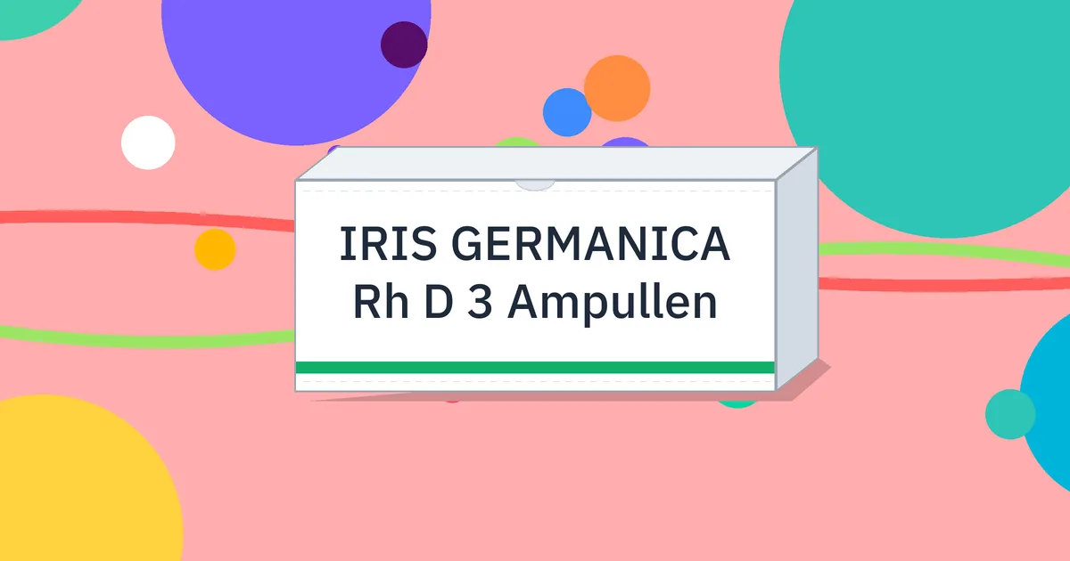 Symbolbild: Packung mit der Aufschrift IRIS GERMANICA Rh D 3 Ampullen (PZN 01623358) – Verfügbarkeit und Bezug in Apotheken in Frankfurt am Main