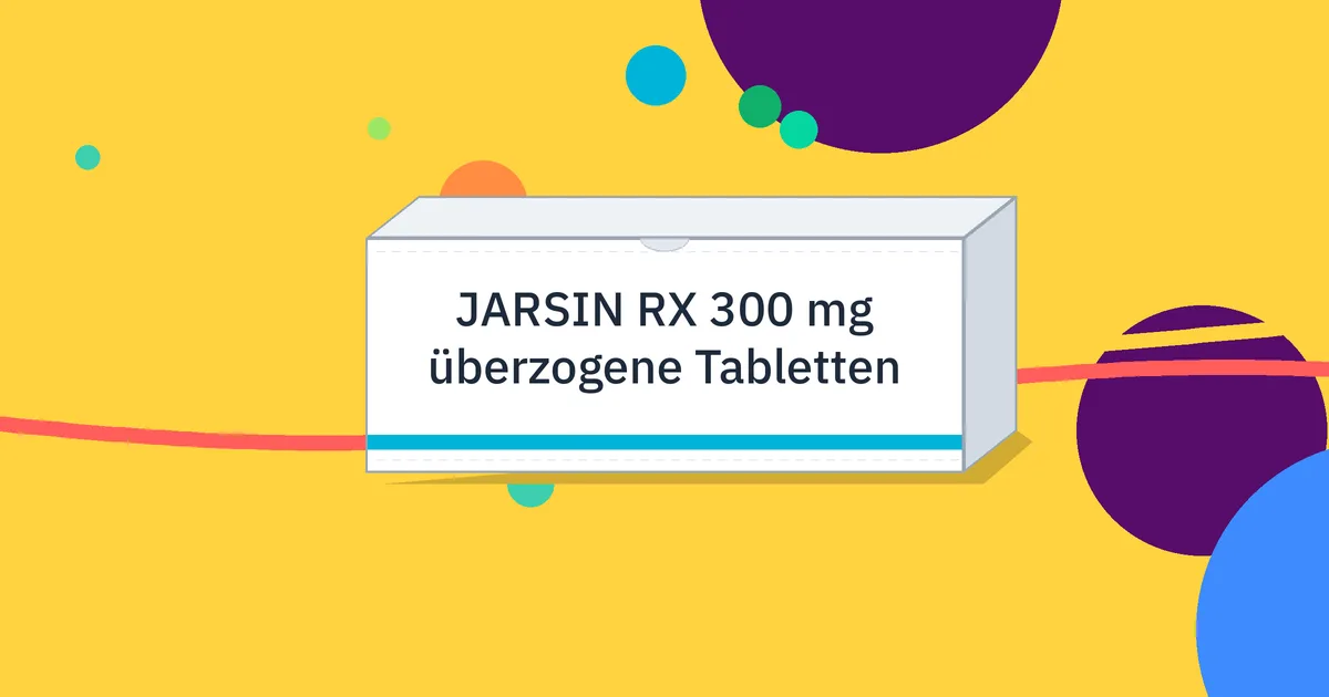 Symbolbild: Packung mit der Aufschrift JARSIN RX 300 mg überzogene Tabletten (PZN 07287714) – Verfügbarkeit und Bezug in Apotheken in Frankfurt am Main