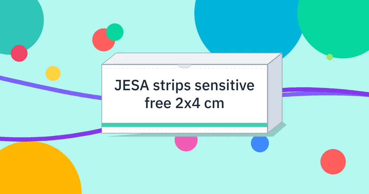 Symbolbild: Packung mit der Aufschrift JESA strips sensitive free 2x4 cm (PZN 10335486) – Verfügbarkeit und Bezug in Apotheken in Frankfurt am Main