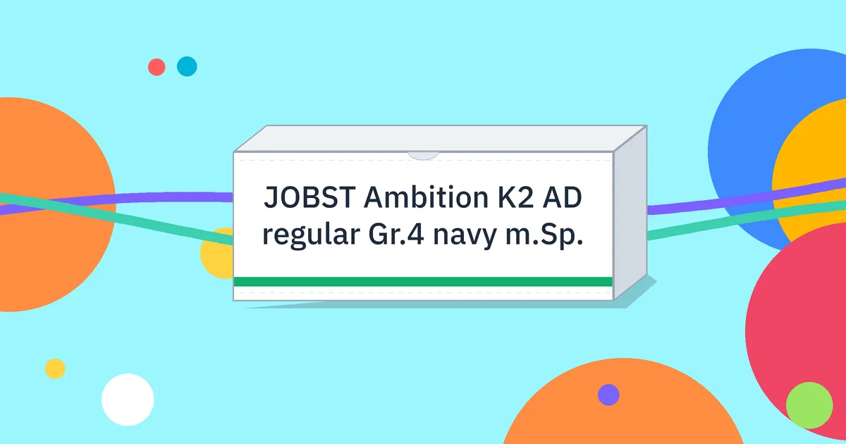 Symbolbild: Packung mit der Aufschrift JOBST Ambition K2 AD regular Gr.4 navy m.Sp. (PZN 11021086) – Verfügbarkeit und Bezug in Apotheken in Frankfurt am Main