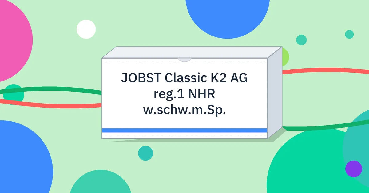 Symbolbild: Packung mit der Aufschrift JOBST Classic K2 AG reg.1 NHR w.schw.m.Sp. (PZN 11272227) – Verfügbarkeit und Bezug in Apotheken in Frankfurt am Main
