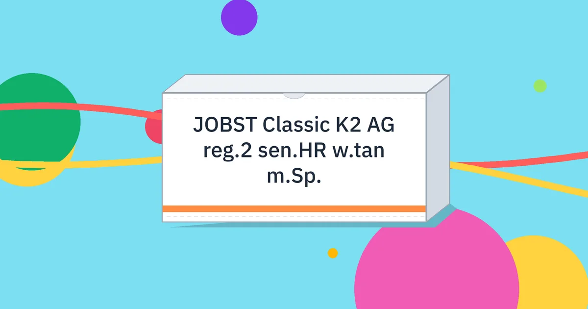 Symbolbild: Packung mit der Aufschrift JOBST Classic K2 AG reg.2 sen.HR w.tan m.Sp. (PZN 17960856) – Verfügbarkeit und Bezug in Apotheken in Frankfurt am Main