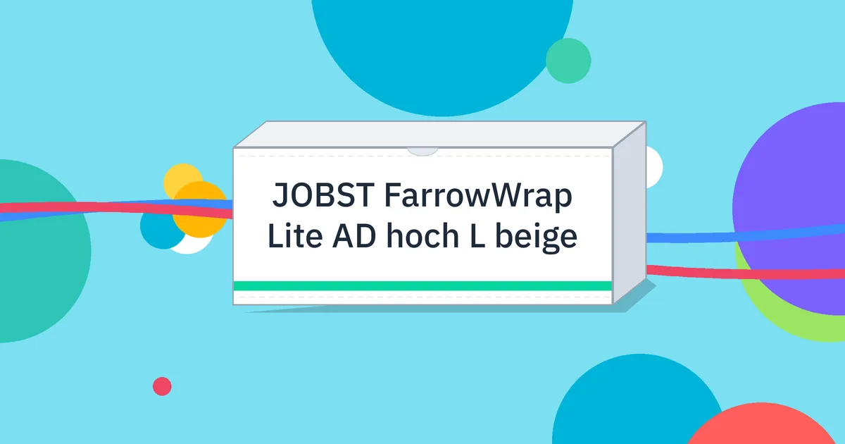 Symbolbild: Packung mit der Aufschrift JOBST FarrowWrap Lite AD hoch L beige (PZN 13870582) – Verfügbarkeit und Bezug in Apotheken in Frankfurt am Main