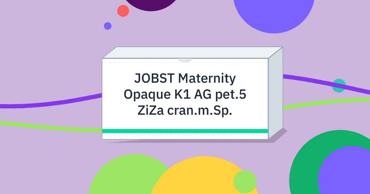 Symbolbild: Packung mit der Aufschrift JOBST Maternity Opaque K1 AG pet.5 ZiZa cran.m.Sp. (PZN 15857321) – Verfügbarkeit und Bezug in Apotheken in Frankfurt am Main