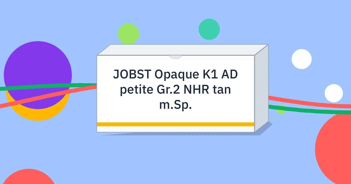 Symbolbild: Packung mit der Aufschrift JOBST Opaque K1 AD petite Gr.2 NHR tan m.Sp. (PZN 16264178) – Verfügbarkeit und Bezug in Apotheken in Frankfurt am Main