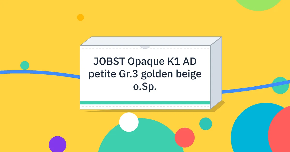 Symbolbild: Packung mit der Aufschrift JOBST Opaque K1 AD petite Gr.3 golden beige o.Sp. (PZN 16263730) – Verfügbarkeit und Bezug in Apotheken in Frankfurt am Main