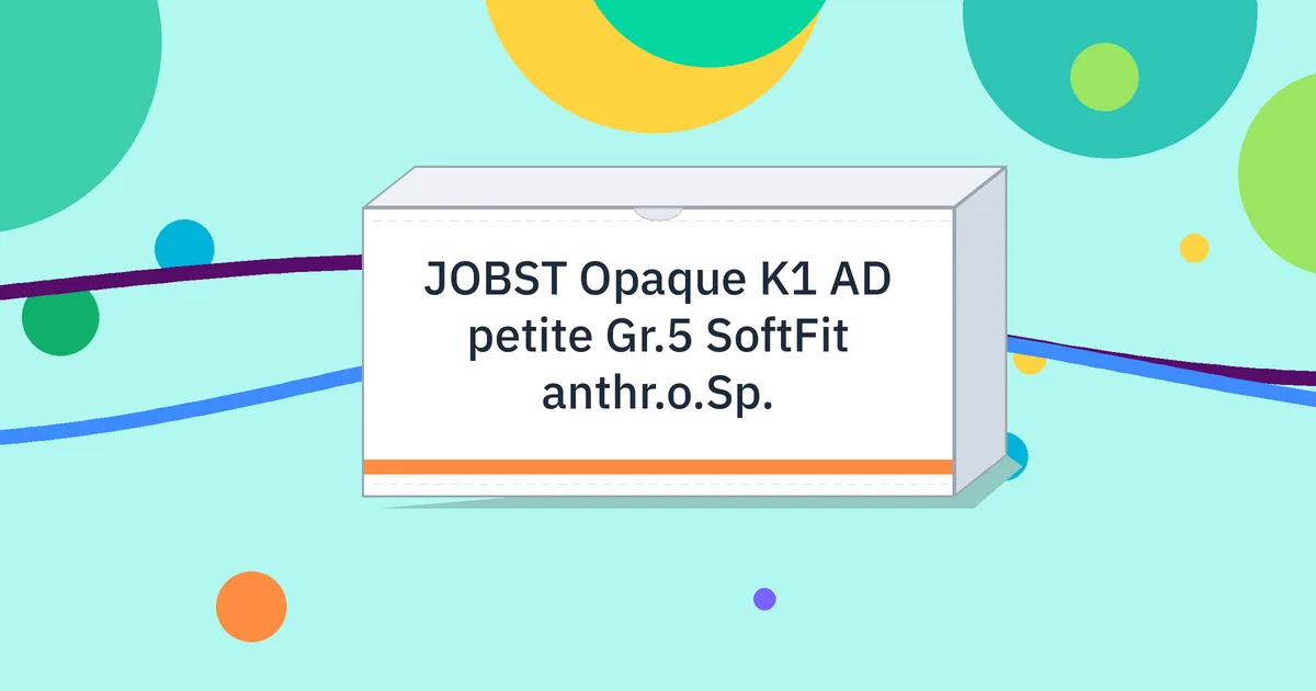 Symbolbild: Packung mit der Aufschrift JOBST Opaque K1 AD petite Gr.5 SoftFit anthr.o.Sp. (PZN 16263670) – Verfügbarkeit und Bezug in Apotheken in Frankfurt am Main