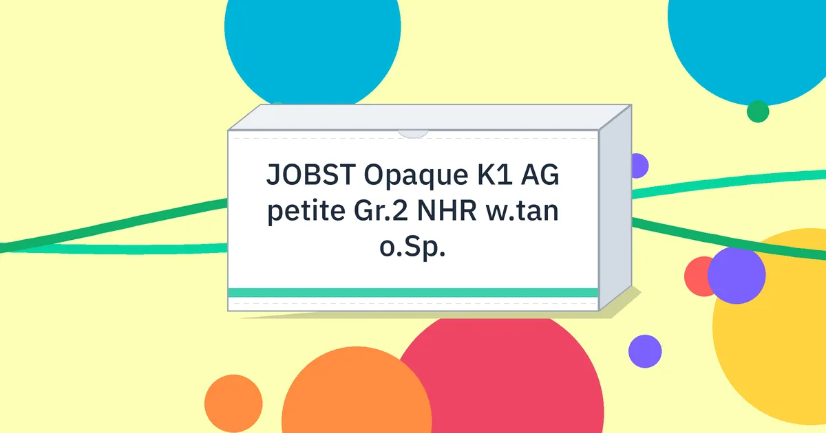 Symbolbild: Packung mit der Aufschrift JOBST Opaque K1 AG petite Gr.2 NHR w.tan o.Sp. (PZN 16270032) – Verfügbarkeit und Bezug in Apotheken in Frankfurt am Main