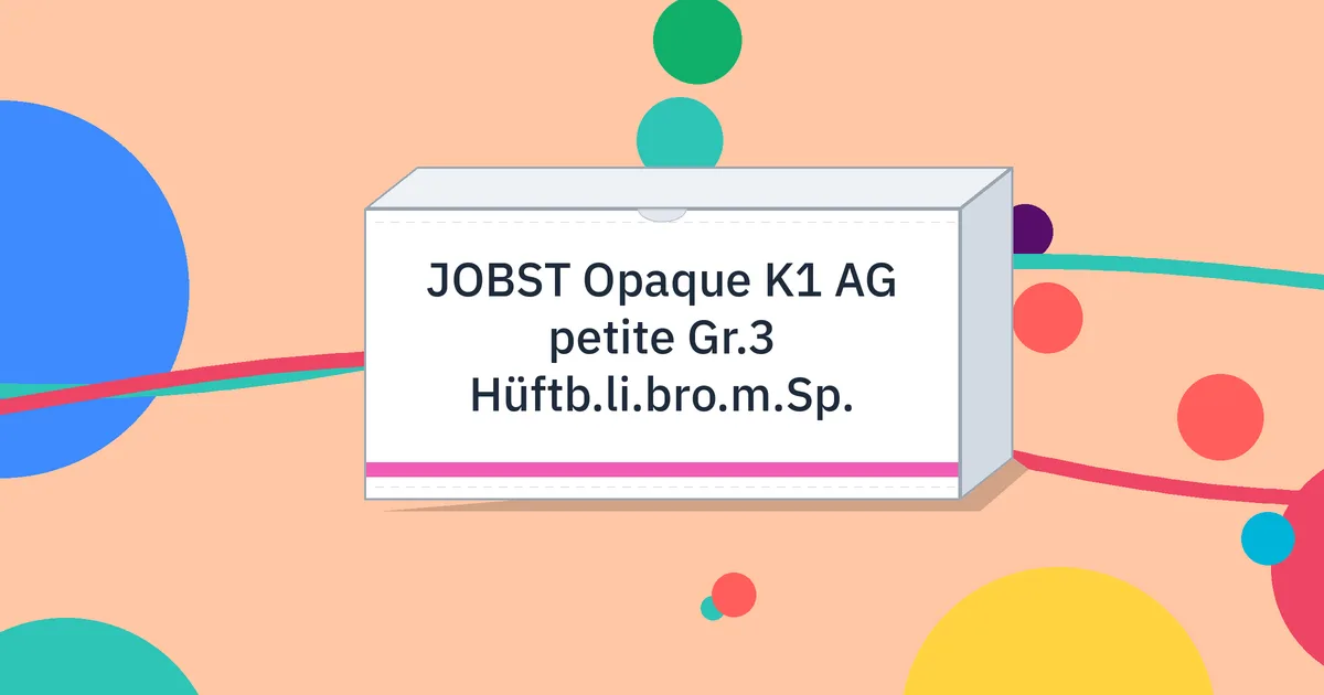 Symbolbild: Packung mit der Aufschrift JOBST Opaque K1 AG petite Gr.3 Hüftb.li.bro.m.Sp. (PZN 13097449) – Verfügbarkeit und Bezug in Apotheken in Frankfurt am Main