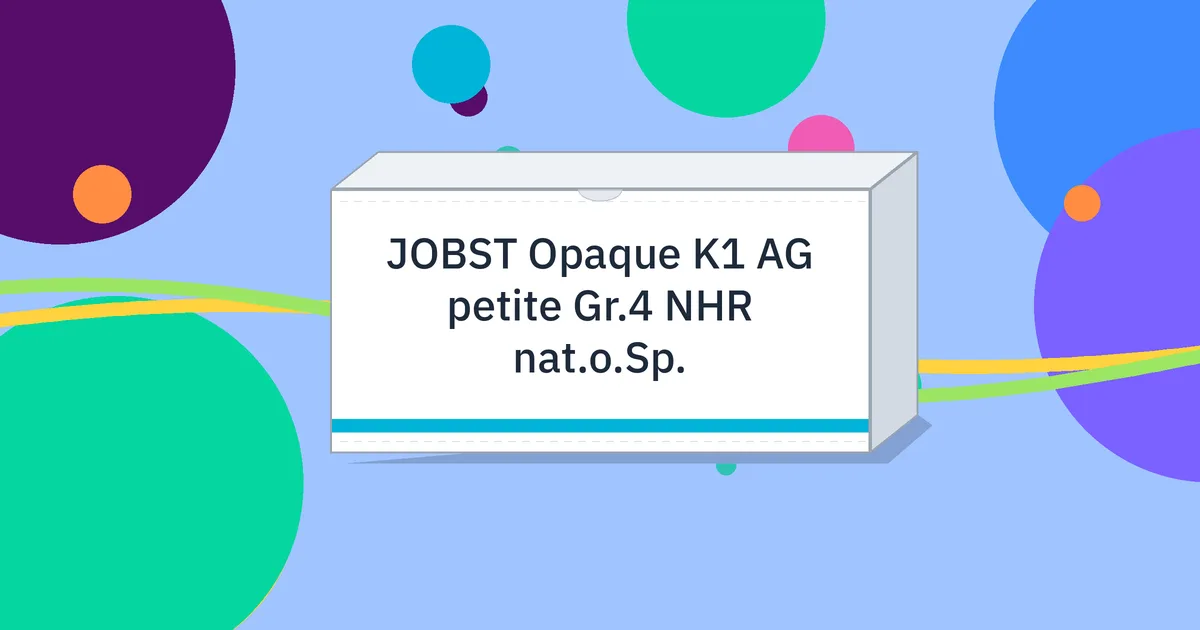 Symbolbild: Packung mit der Aufschrift JOBST Opaque K1 AG petite Gr.4 NHR nat.o.Sp. (PZN 13088226) – Verfügbarkeit und Bezug in Apotheken in Frankfurt am Main