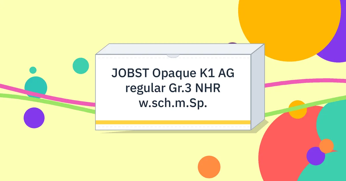 Symbolbild: Packung mit der Aufschrift JOBST Opaque K1 AG regular Gr.3 NHR w.sch.m.Sp. (PZN 13092222) – Verfügbarkeit und Bezug in Apotheken in Frankfurt am Main