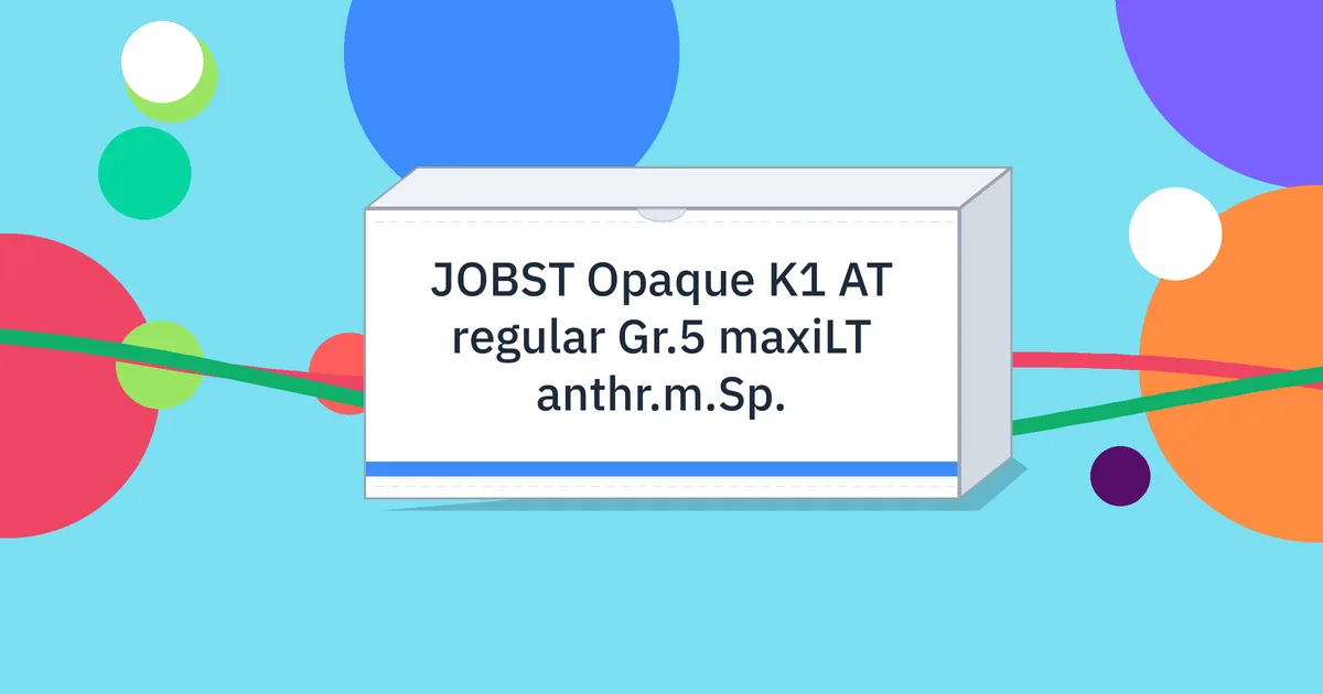 Symbolbild: Packung mit der Aufschrift JOBST Opaque K1 AT regular Gr.5 maxiLT anthr.m.Sp. (PZN 16274219) – Verfügbarkeit und Bezug in Apotheken in Frankfurt am Main