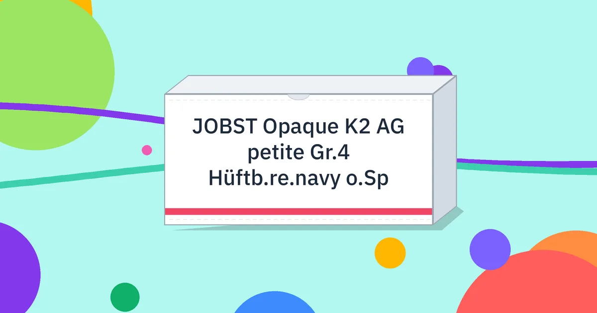 Symbolbild: Packung mit der Aufschrift JOBST Opaque K2 AG petite Gr.4 Hüftb.re.navy o.Sp (PZN 13115437) – Verfügbarkeit und Bezug in Apotheken in Frankfurt am Main