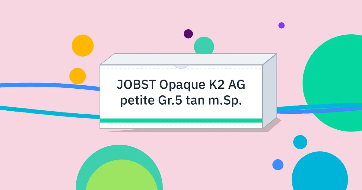 Symbolbild: Packung mit der Aufschrift JOBST Opaque K2 AG petite Gr.5 tan m.Sp. (PZN 16284703) – Verfügbarkeit und Bezug in Apotheken in Frankfurt am Main