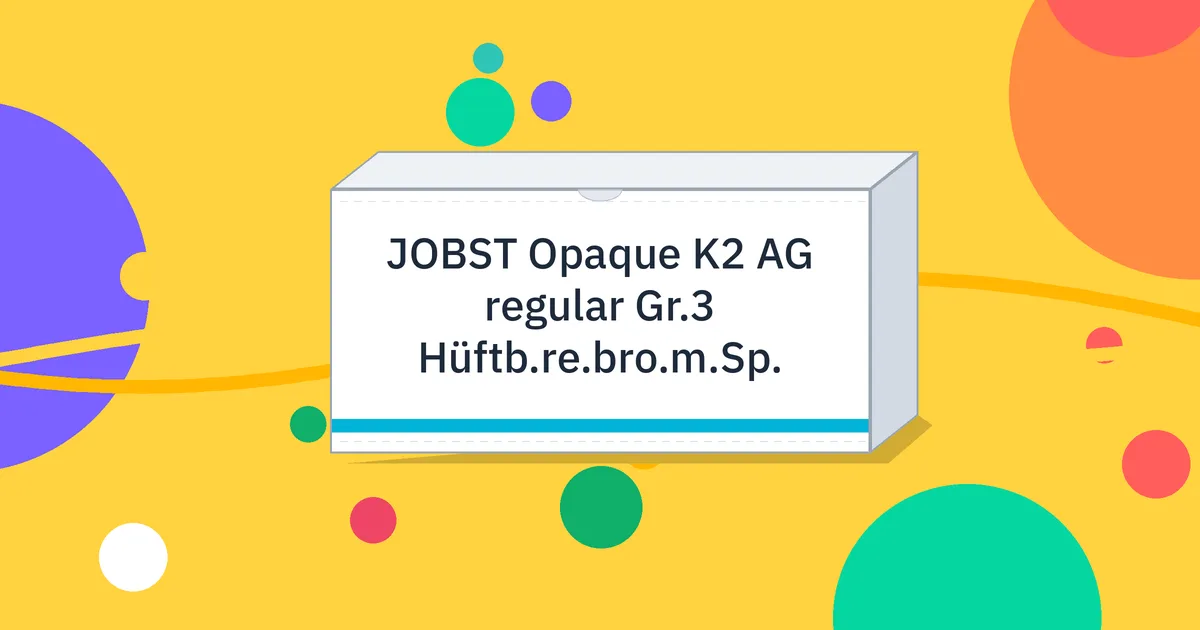 Symbolbild: Packung mit der Aufschrift JOBST Opaque K2 AG regular Gr.3 Hüftb.re.bro.m.Sp. (PZN 13117100) – Verfügbarkeit und Bezug in Apotheken in Frankfurt am Main