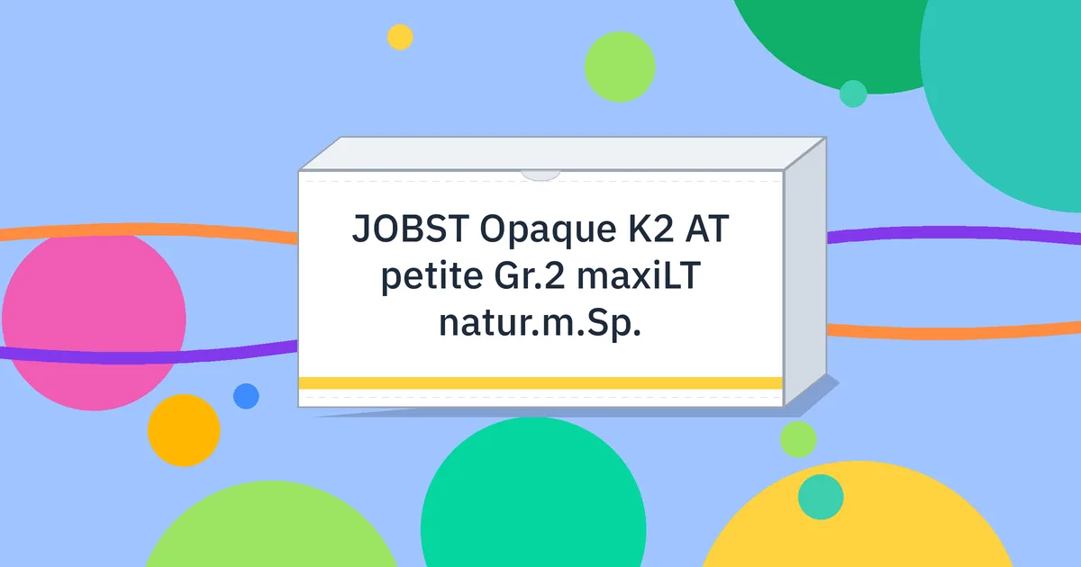 Symbolbild: Packung mit der Aufschrift JOBST Opaque K2 AT petite Gr.2 maxiLT natur.m.Sp. (PZN 13118766) – Verfügbarkeit und Bezug in Apotheken in Frankfurt am Main