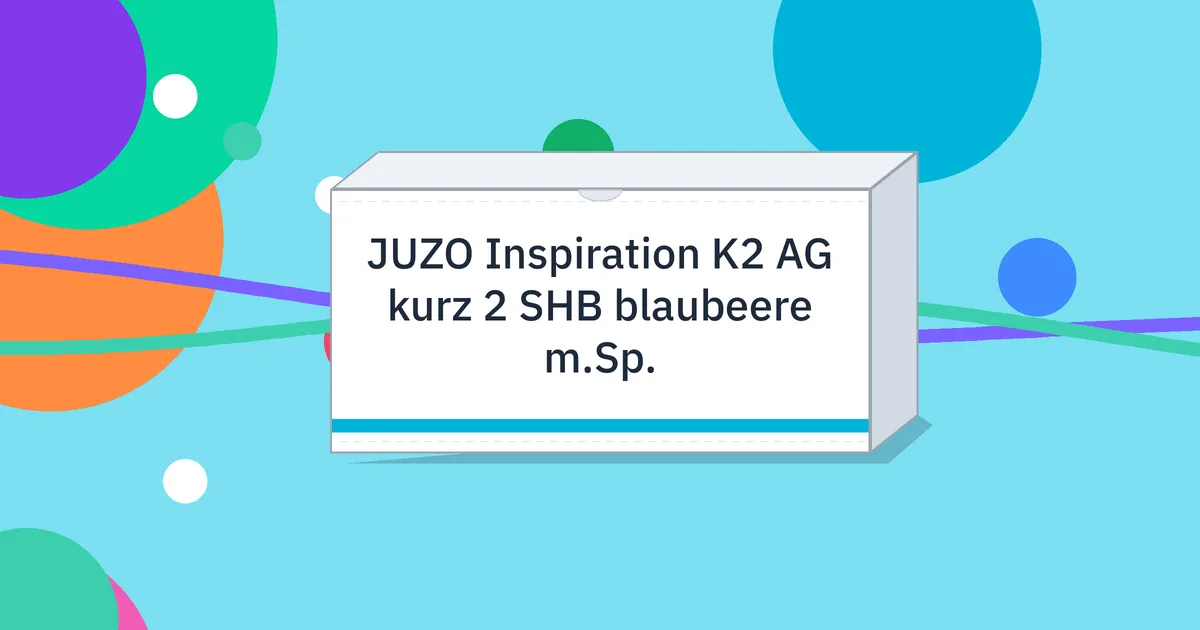 Symbolbild: Packung mit der Aufschrift JUZO Inspiration K2 AG kurz 2 SHB blaubeere m.Sp. (PZN 14920922) – Verfügbarkeit und Bezug in Apotheken in Frankfurt am Main