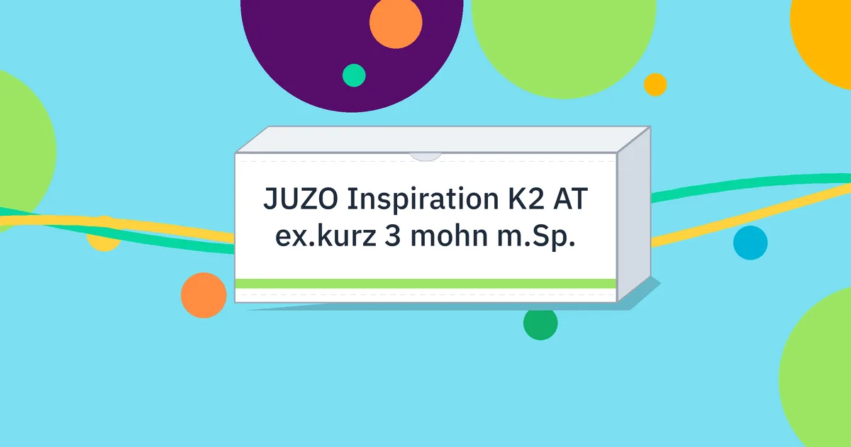 Symbolbild: Packung mit der Aufschrift JUZO Inspiration K2 AT ex.kurz 3 mohn m.Sp. (PZN 14952827) – Verfügbarkeit und Bezug in Apotheken in Frankfurt am Main