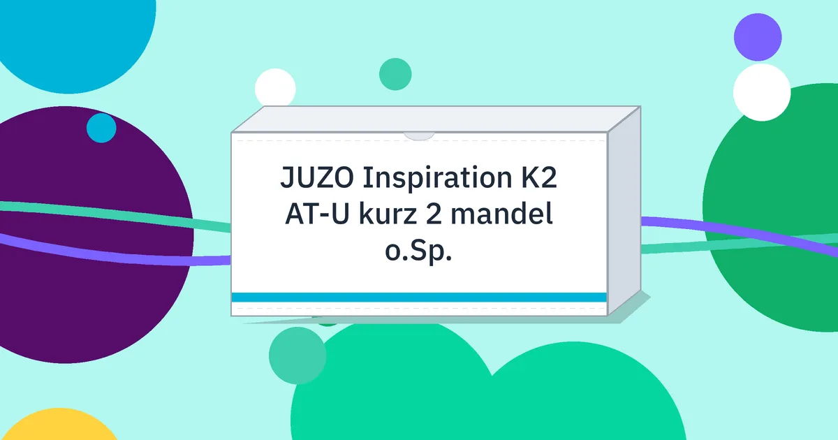 Symbolbild: Packung mit der Aufschrift JUZO Inspiration K2 AT-U kurz 2 mandel o.Sp. (PZN 14928800) – Verfügbarkeit und Bezug in Apotheken in Frankfurt am Main
