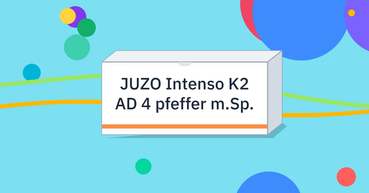 Symbolbild: Packung mit der Aufschrift JUZO Intenso K2 AD 4 pfeffer m.Sp. (PZN 18606097) – Verfügbarkeit und Bezug in Apotheken in Frankfurt am Main