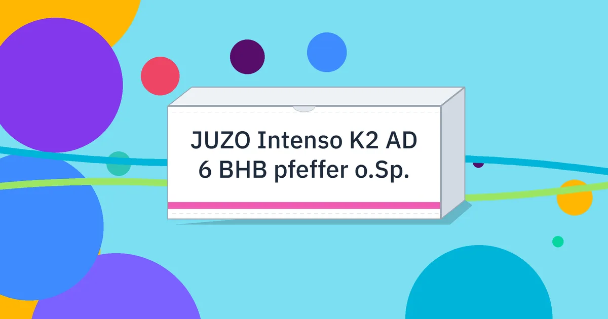 Symbolbild: Packung mit der Aufschrift JUZO Intenso K2 AD 6 BHB pfeffer o.Sp. (PZN 18623724) – Verfügbarkeit und Bezug in Apotheken in Frankfurt am Main