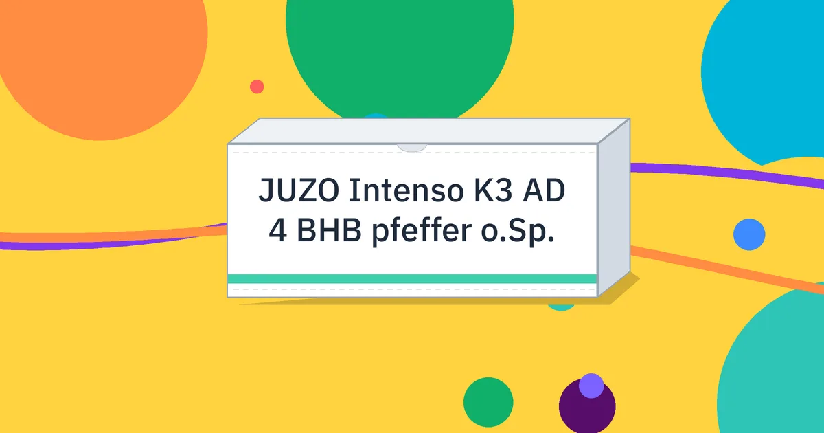 Symbolbild: Packung mit der Aufschrift JUZO Intenso K3 AD 4 BHB pfeffer o.Sp. (PZN 18644867) – Verfügbarkeit und Bezug in Apotheken in Frankfurt am Main