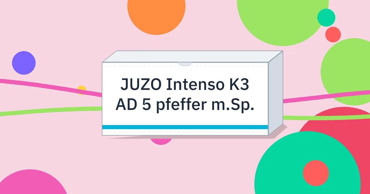 Symbolbild: Packung mit der Aufschrift JUZO Intenso K3 AD 5 pfeffer m.Sp. (PZN 18627248) – Verfügbarkeit und Bezug in Apotheken in Frankfurt am Main