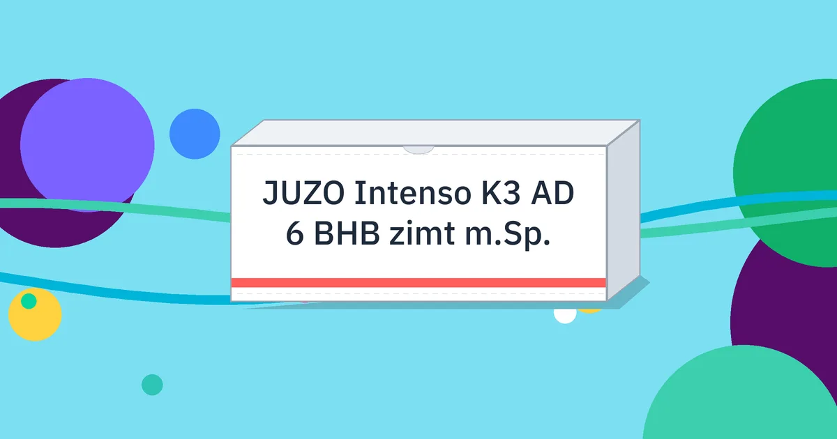 Symbolbild: Packung mit der Aufschrift JUZO Intenso K3 AD 6 BHB zimt m.Sp. (PZN 18634343) – Verfügbarkeit und Bezug in Apotheken in Frankfurt am Main