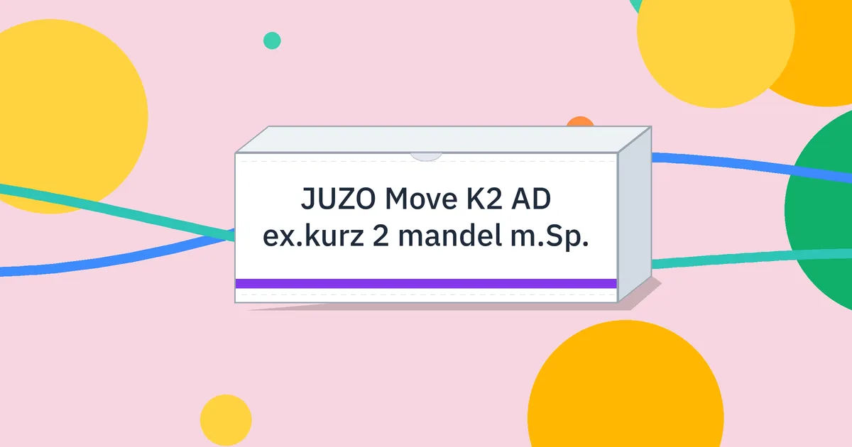 Symbolbild: Packung mit der Aufschrift JUZO Move K2 AD ex.kurz 2 mandel m.Sp. (PZN 16341097) – Verfügbarkeit und Bezug in Apotheken in Frankfurt am Main