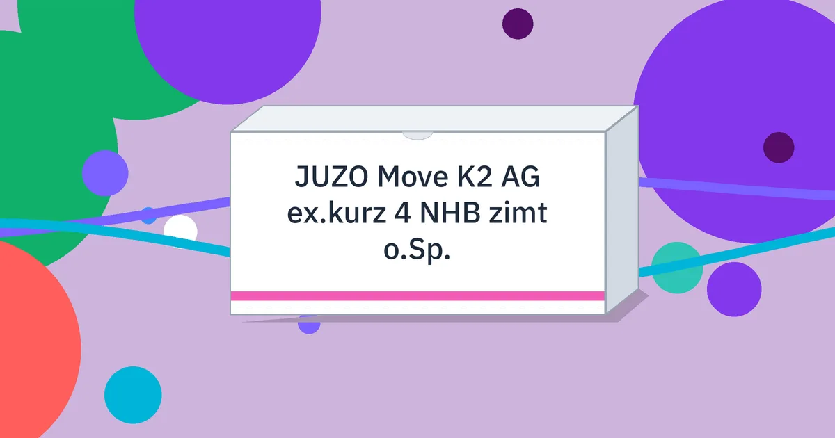 Symbolbild: Packung mit der Aufschrift JUZO Move K2 AG ex.kurz 4 NHB zimt o.Sp. (PZN 18533642) – Verfügbarkeit und Bezug in Apotheken in Frankfurt am Main