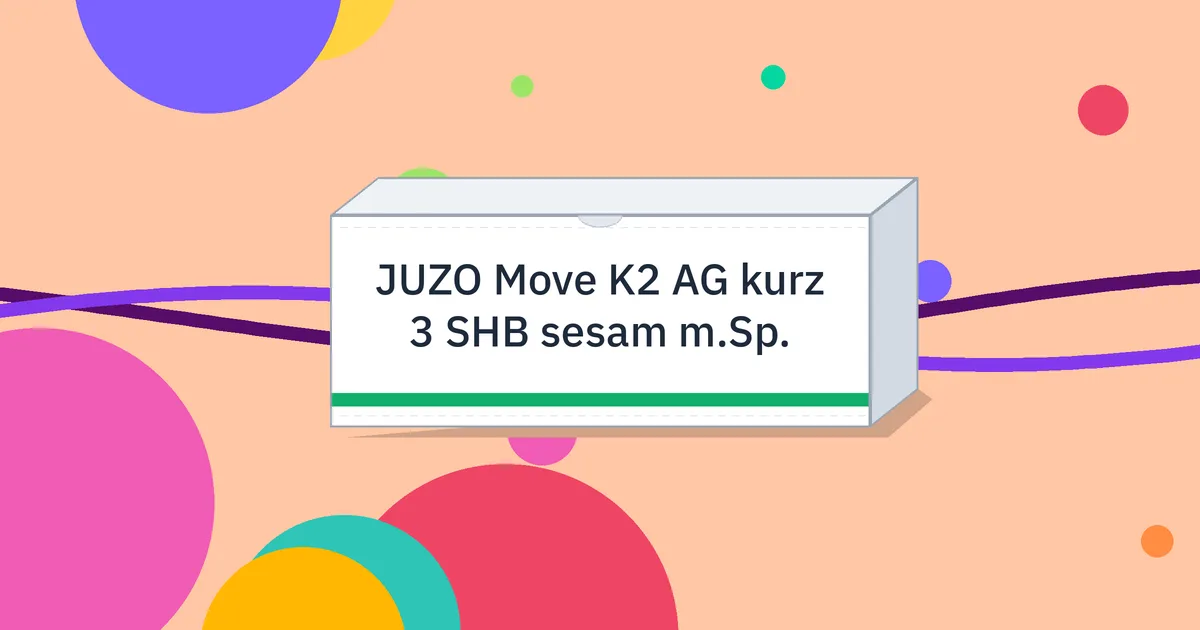 Symbolbild: Packung mit der Aufschrift JUZO Move K2 AG kurz 3 SHB sesam m.Sp. (PZN 18527989) – Verfügbarkeit und Bezug in Apotheken in Frankfurt am Main