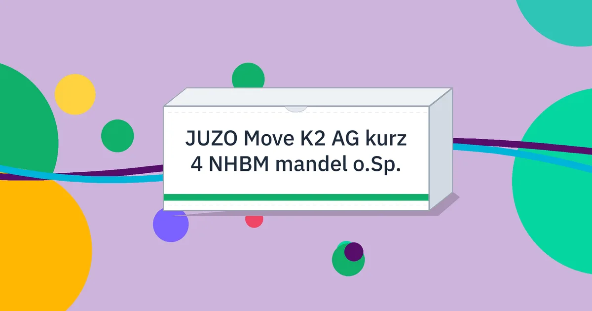 Symbolbild: Packung mit der Aufschrift JUZO Move K2 AG kurz 4 NHBM mandel o.Sp. (PZN 16642976) – Verfügbarkeit und Bezug in Apotheken in Frankfurt am Main