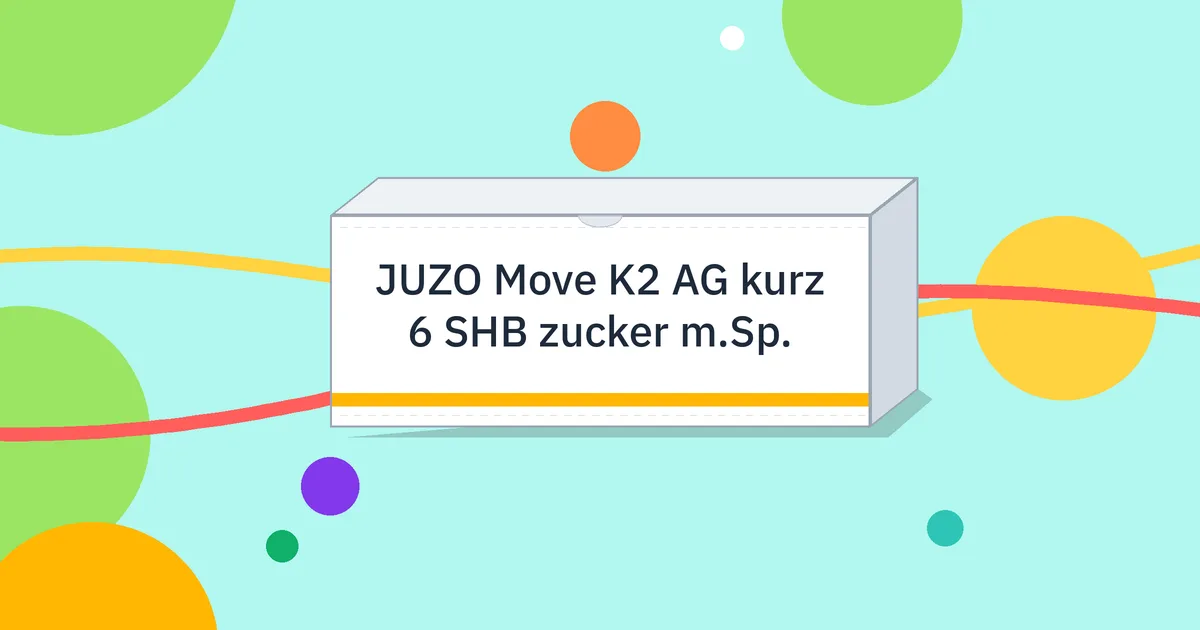 Symbolbild: Packung mit der Aufschrift JUZO Move K2 AG kurz 6 SHB zucker m.Sp. (PZN 18527877) – Verfügbarkeit und Bezug in Apotheken in Frankfurt am Main