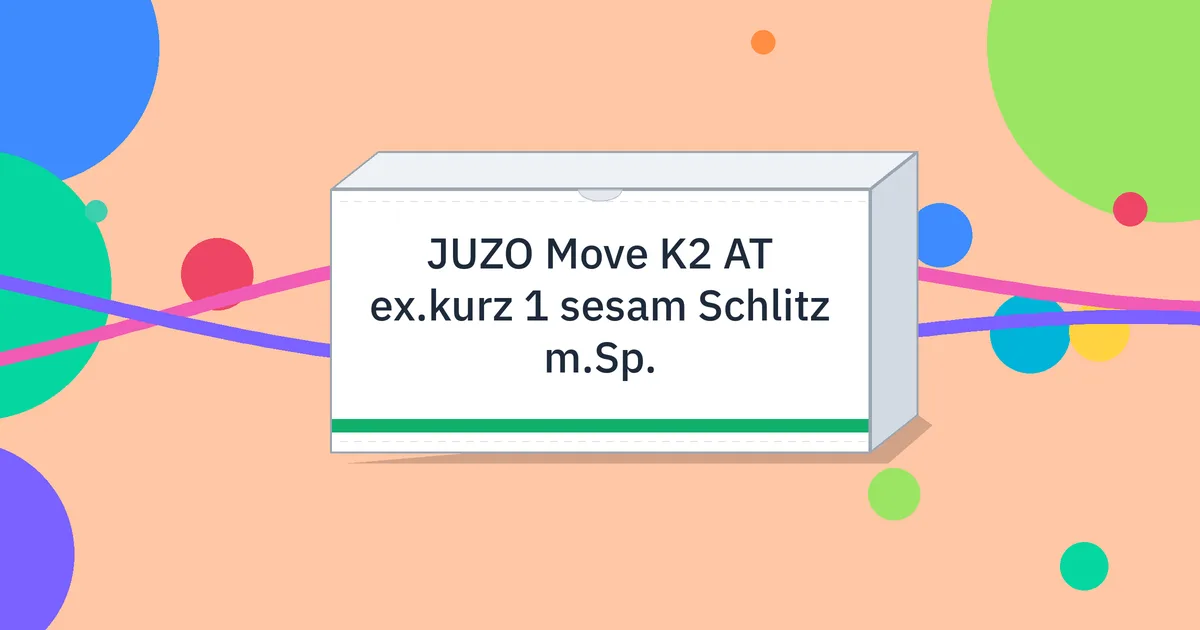 Symbolbild: Packung mit der Aufschrift JUZO Move K2 AT ex.kurz 1 sesam Schlitz m.Sp. (PZN 20671759) – Verfügbarkeit und Bezug in Apotheken in Frankfurt am Main