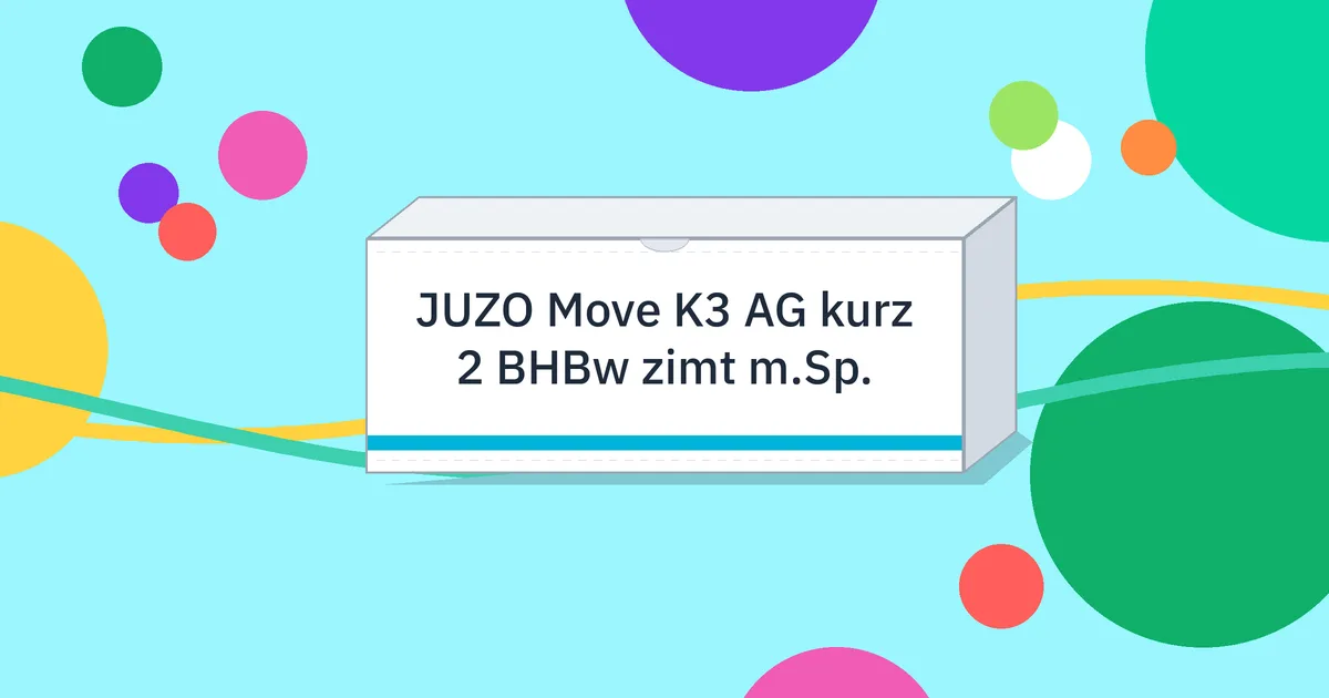 Symbolbild: Packung mit der Aufschrift JUZO Move K3 AG kurz 2 BHBw zimt m.Sp. (PZN 18579791) – Verfügbarkeit und Bezug in Apotheken in Frankfurt am Main