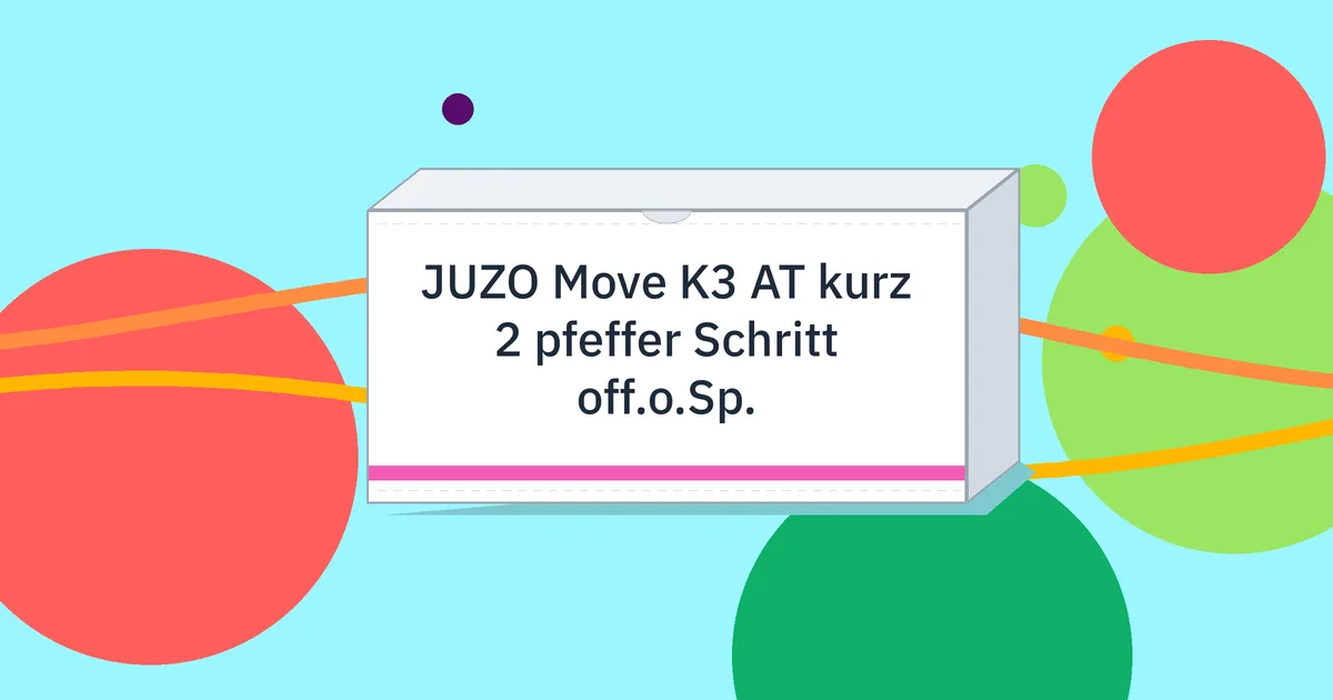 Symbolbild: Packung mit der Aufschrift JUZO Move K3 AT kurz 2 pfeffer Schritt off.o.Sp. (PZN 20685023) – Verfügbarkeit und Bezug in Apotheken in Frankfurt am Main