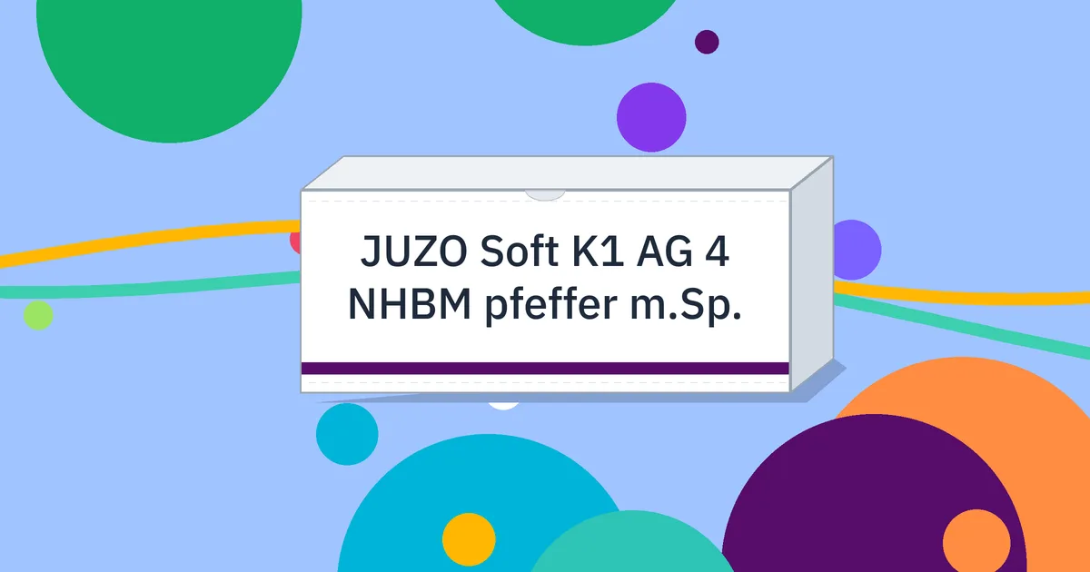 Symbolbild: Packung mit der Aufschrift JUZO Soft K1 AG 4 NHBM pfeffer m.Sp. (PZN 14999349) – Verfügbarkeit und Bezug in Apotheken in Frankfurt am Main