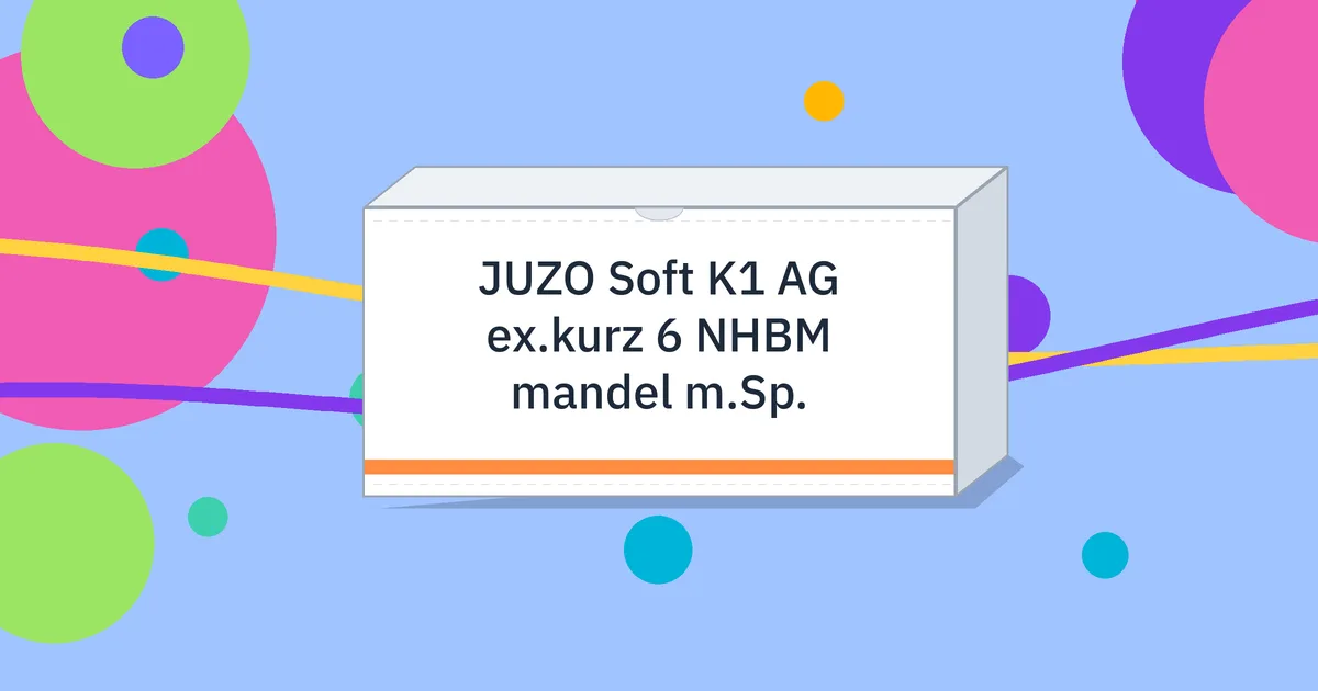 Symbolbild: Packung mit der Aufschrift JUZO Soft K1 AG ex.kurz 6 NHBM mandel m.Sp. (PZN 15018135) – Verfügbarkeit und Bezug in Apotheken in Frankfurt am Main