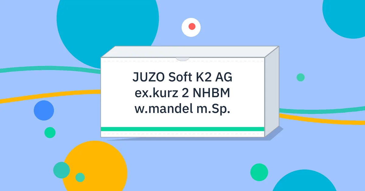 Symbolbild: Packung mit der Aufschrift JUZO Soft K2 AG ex.kurz 2 NHBM w.mandel m.Sp. (PZN 15021640) – Verfügbarkeit und Bezug in Apotheken in Frankfurt am Main