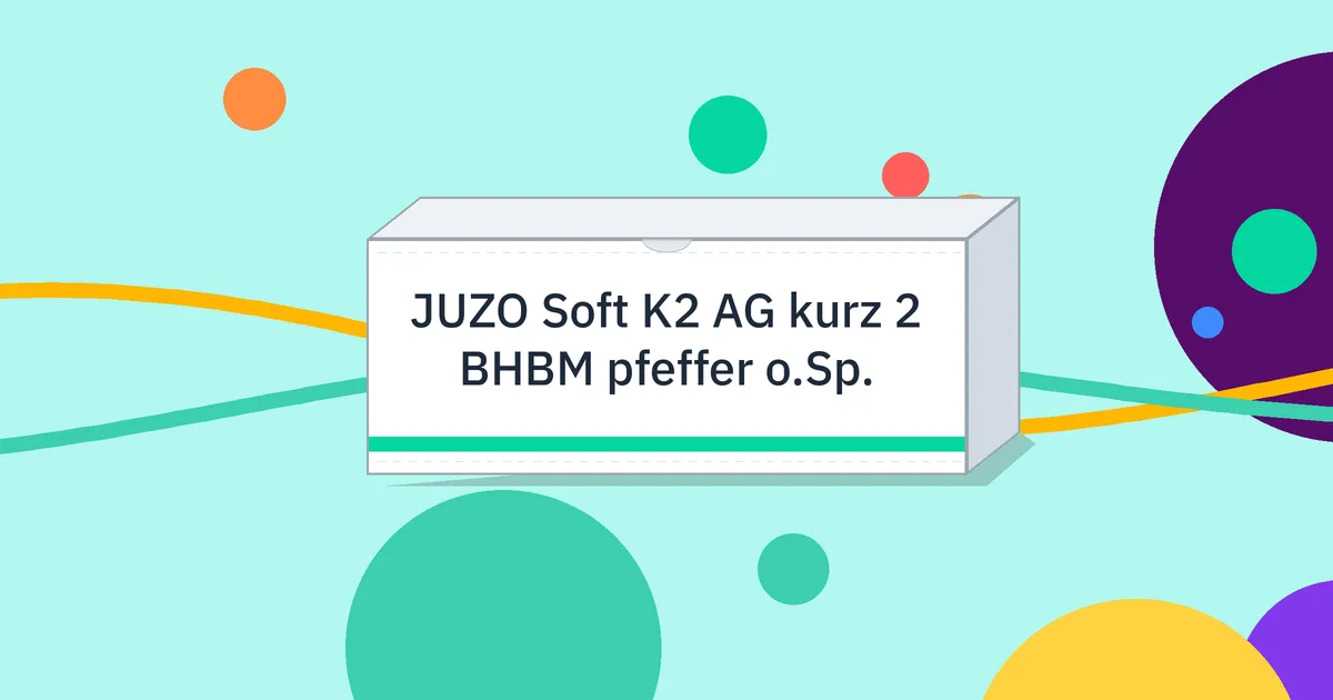 Symbolbild: Packung mit der Aufschrift JUZO Soft K2 AG kurz 2 BHBM pfeffer o.Sp. (PZN 14861378) – Verfügbarkeit und Bezug in Apotheken in Frankfurt am Main