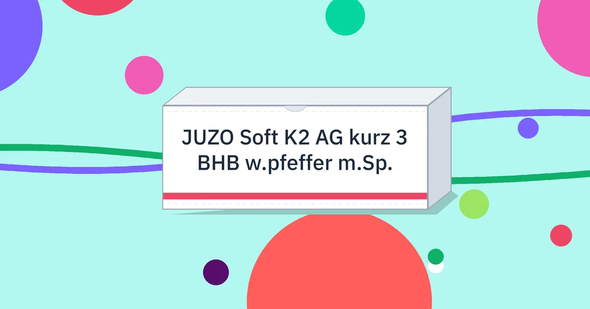 Symbolbild: Packung mit der Aufschrift JUZO Soft K2 AG kurz 3 BHB w.pfeffer m.Sp. (PZN 14841861) – Verfügbarkeit und Bezug in Apotheken in Frankfurt am Main