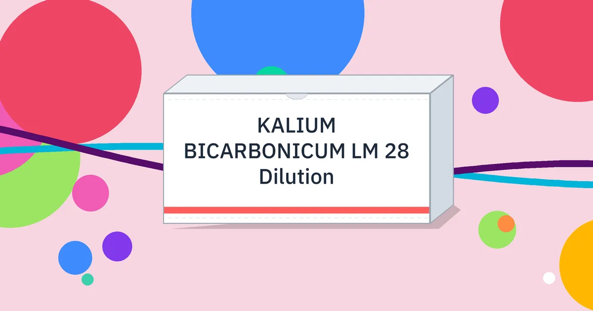Symbolbild: Packung mit der Aufschrift KALIUM BICARBONICUM LM 28 Dilution (PZN 13783647) – Verfügbarkeit und Bezug in Apotheken in Frankfurt am Main