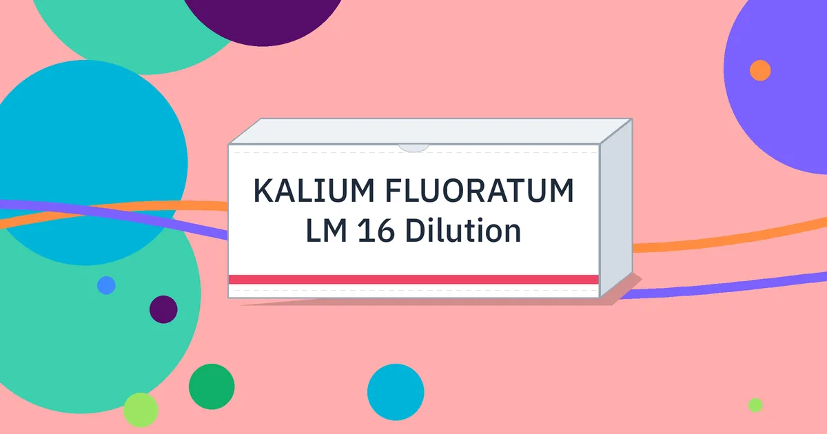 Symbolbild: Packung mit der Aufschrift KALIUM FLUORATUM LM 16 Dilution (PZN 12921550) – Verfügbarkeit und Bezug in Apotheken in Frankfurt am Main