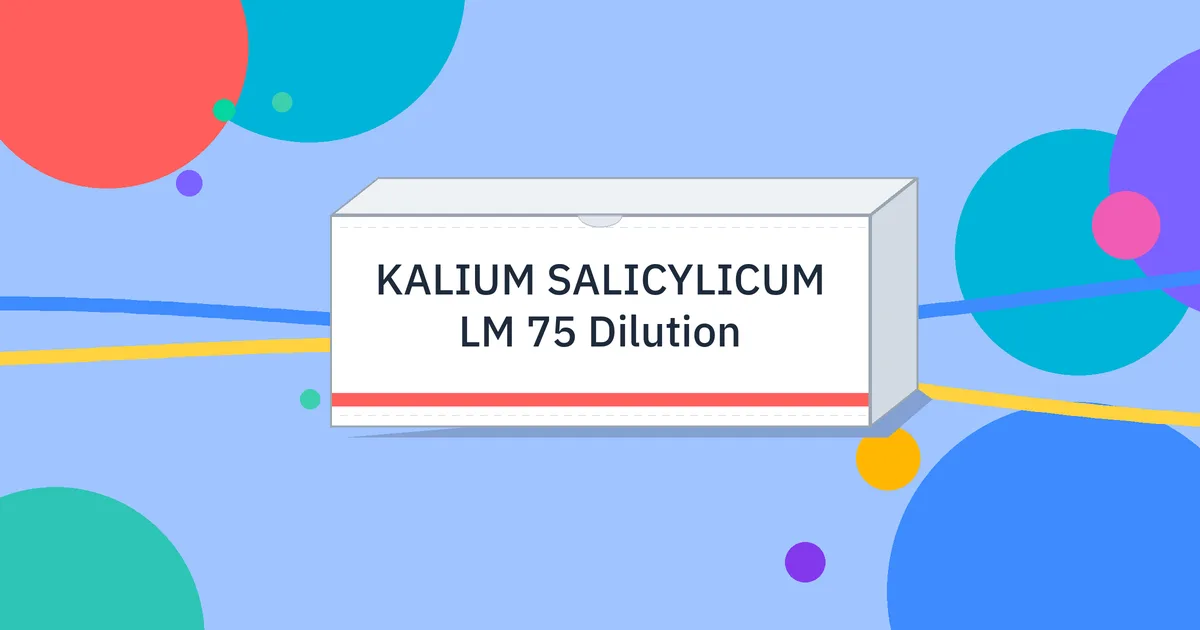Symbolbild: Packung mit der Aufschrift KALIUM SALICYLICUM LM 75 Dilution (PZN 12925683) – Verfügbarkeit und Bezug in Apotheken in Frankfurt am Main