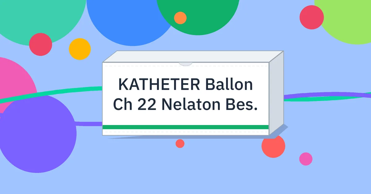 Symbolbild: Packung mit der Aufschrift KATHETER Ballon Ch 22 Nelaton Bes. (PZN 02441286) – Verfügbarkeit und Bezug in Apotheken in Frankfurt am Main